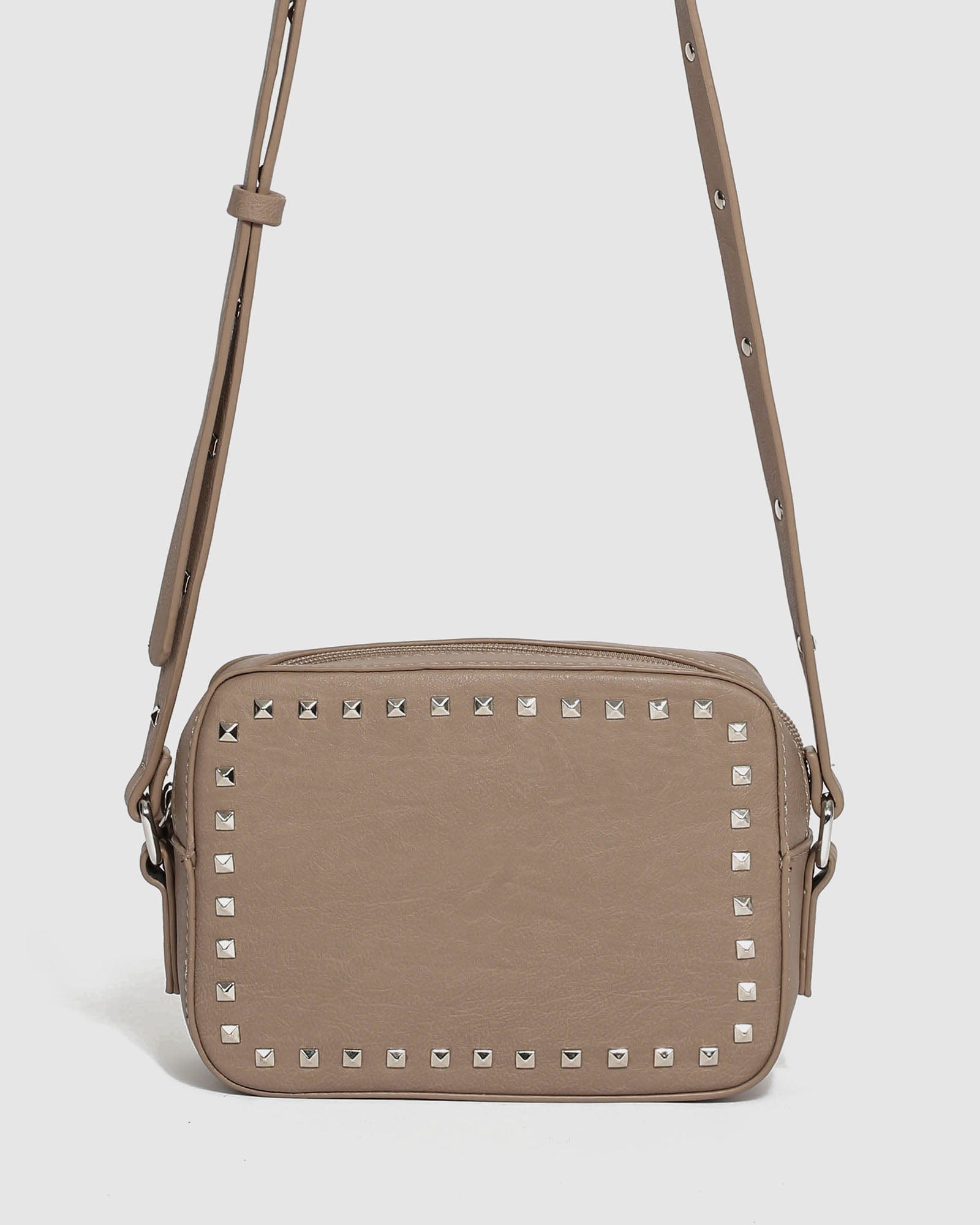 Taupe Chloe Stud Crossbody Bag