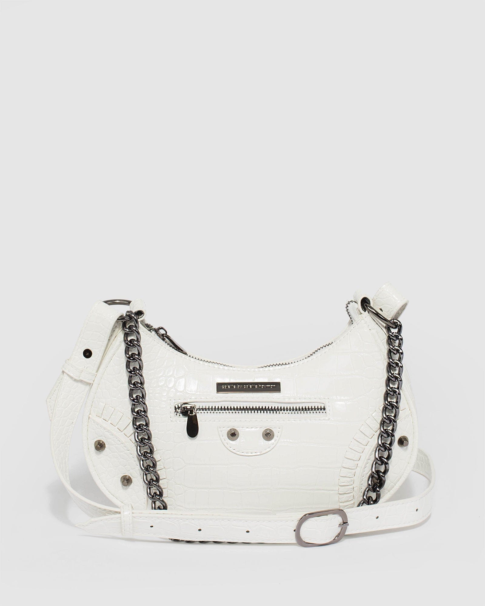 White Vanessa Stud Crossbody Bag