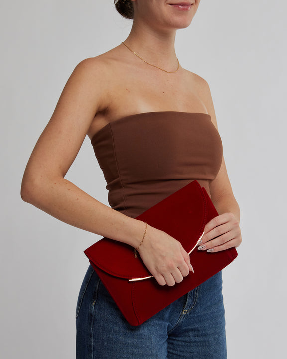 Red Dalila Envelope Clutch Bag | colette hayman