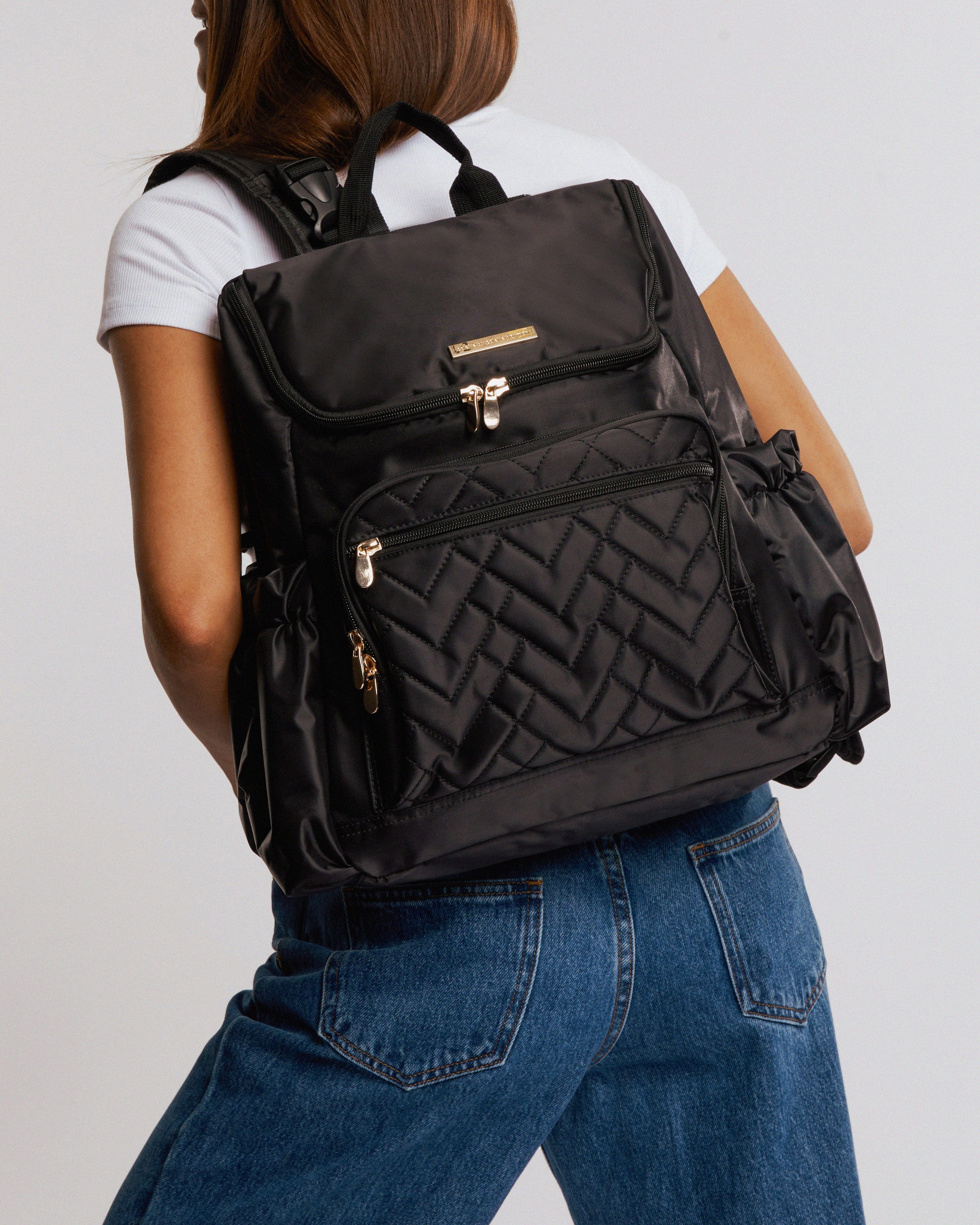 Black Baby Bag Backpack with Gold Hardware | Baby Bags Online