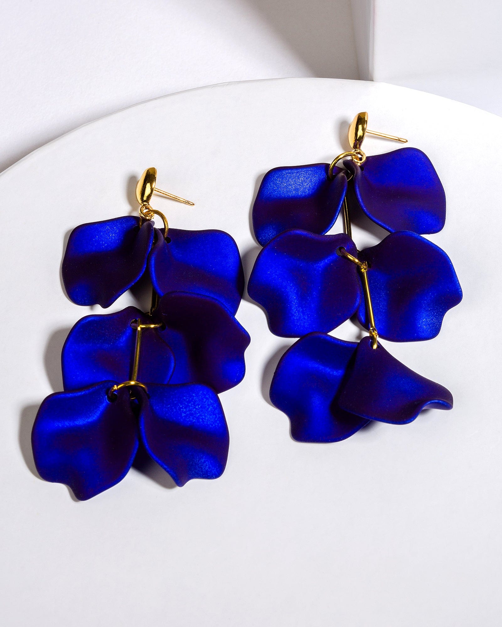 Blue Heart Petals Drop Earrings