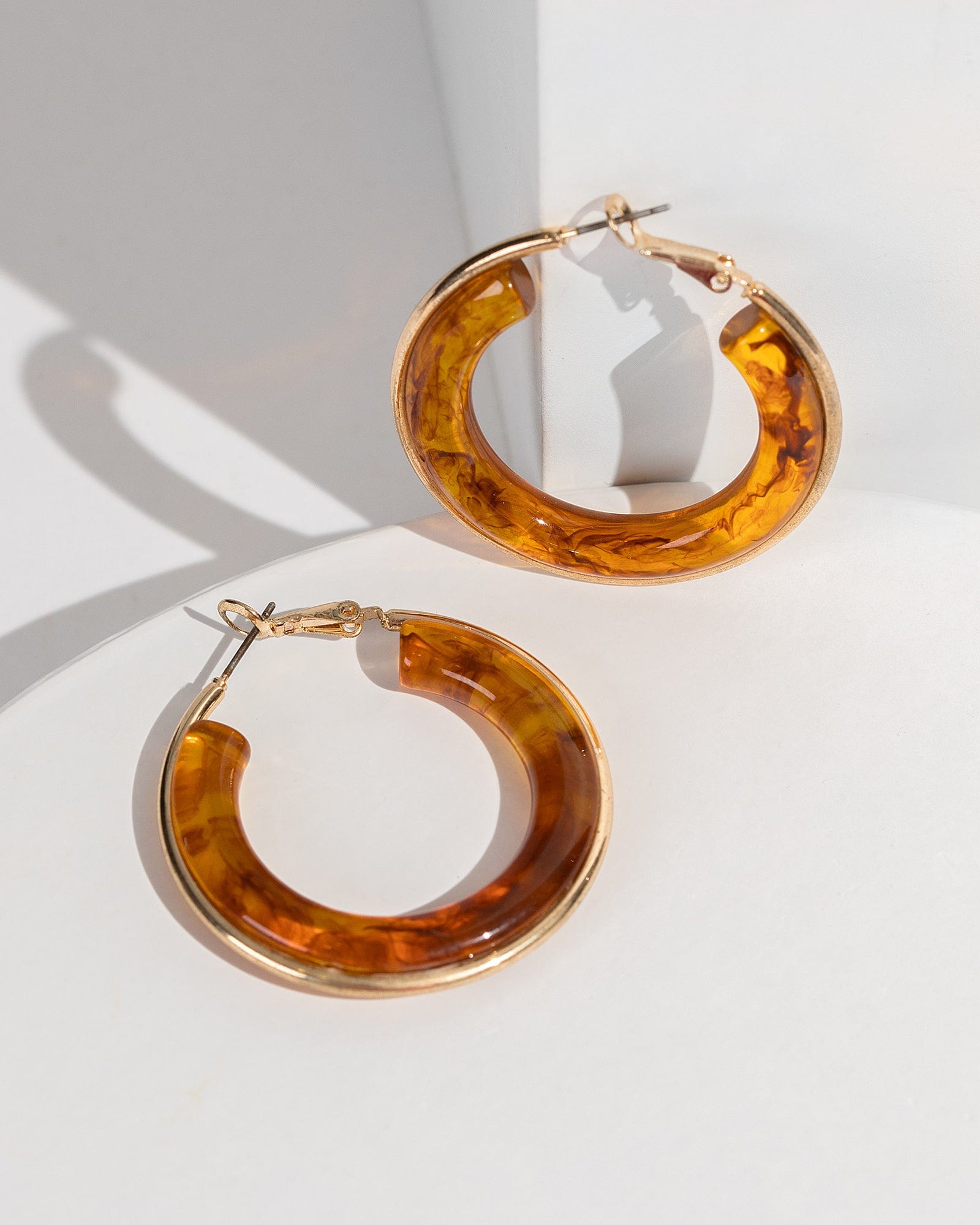 Brown Acrylic Around Hoop Earrings