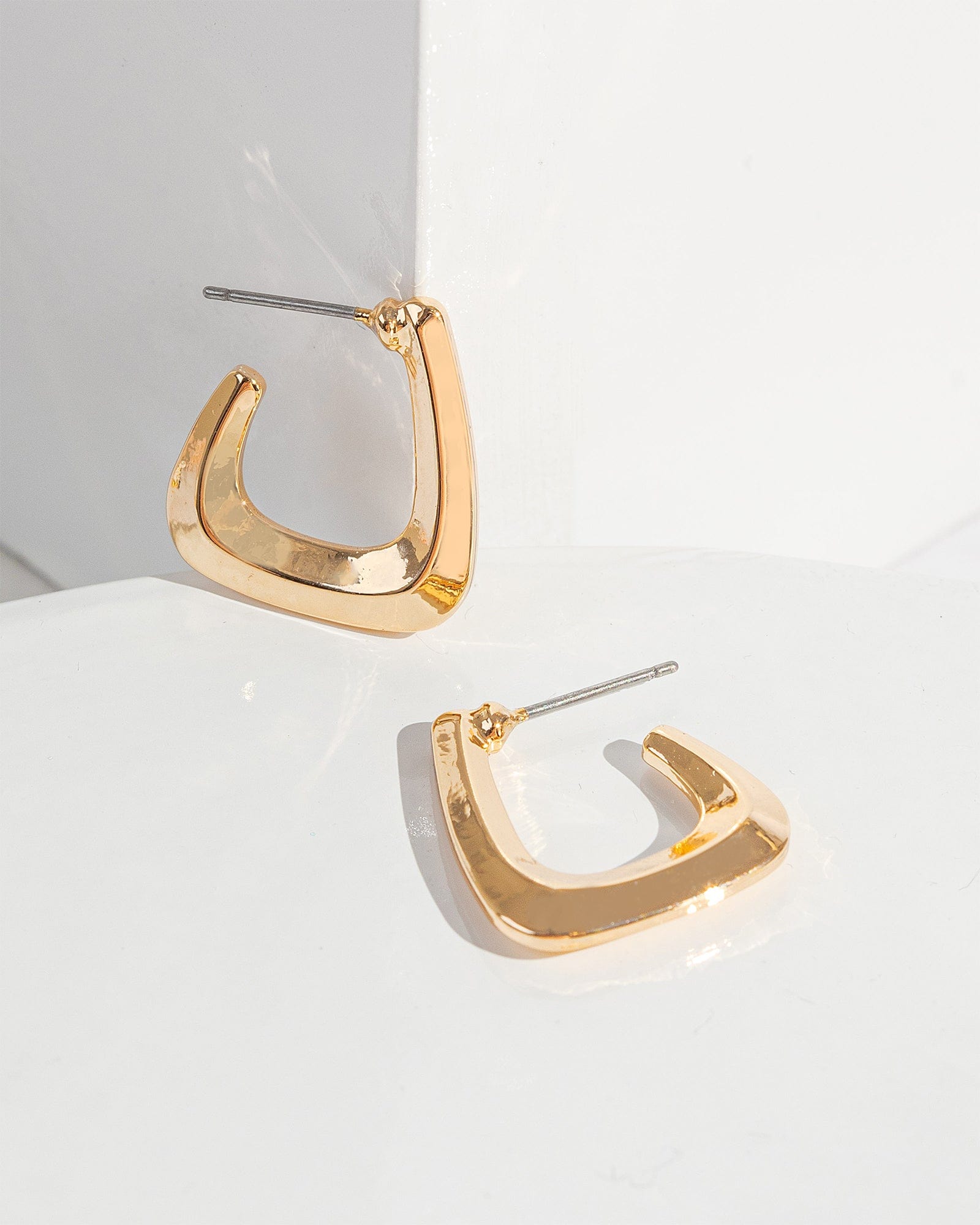 Gold Angled Hoop Earrings | colette hayman