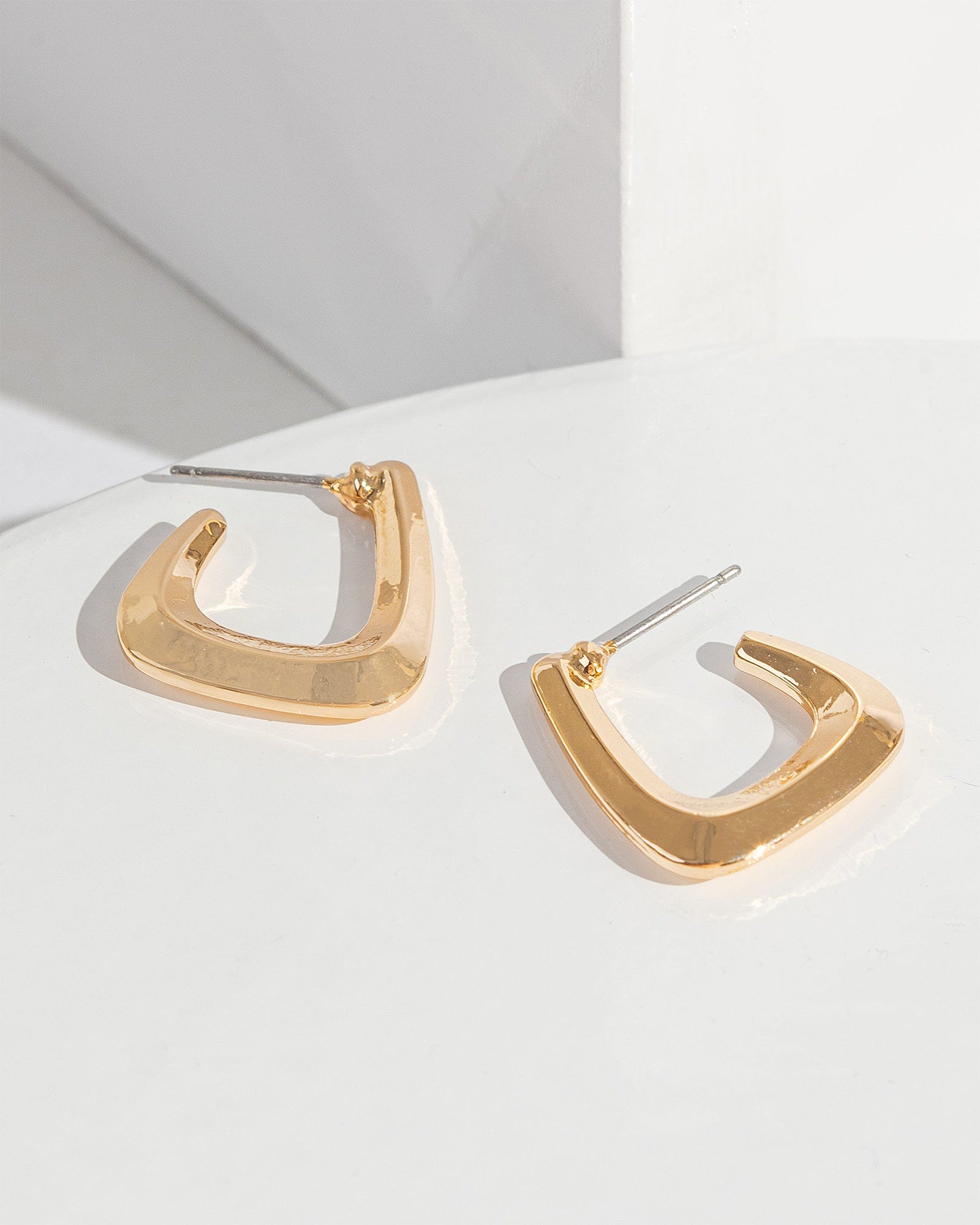 Gold Angled Hoop Earrings | colette hayman