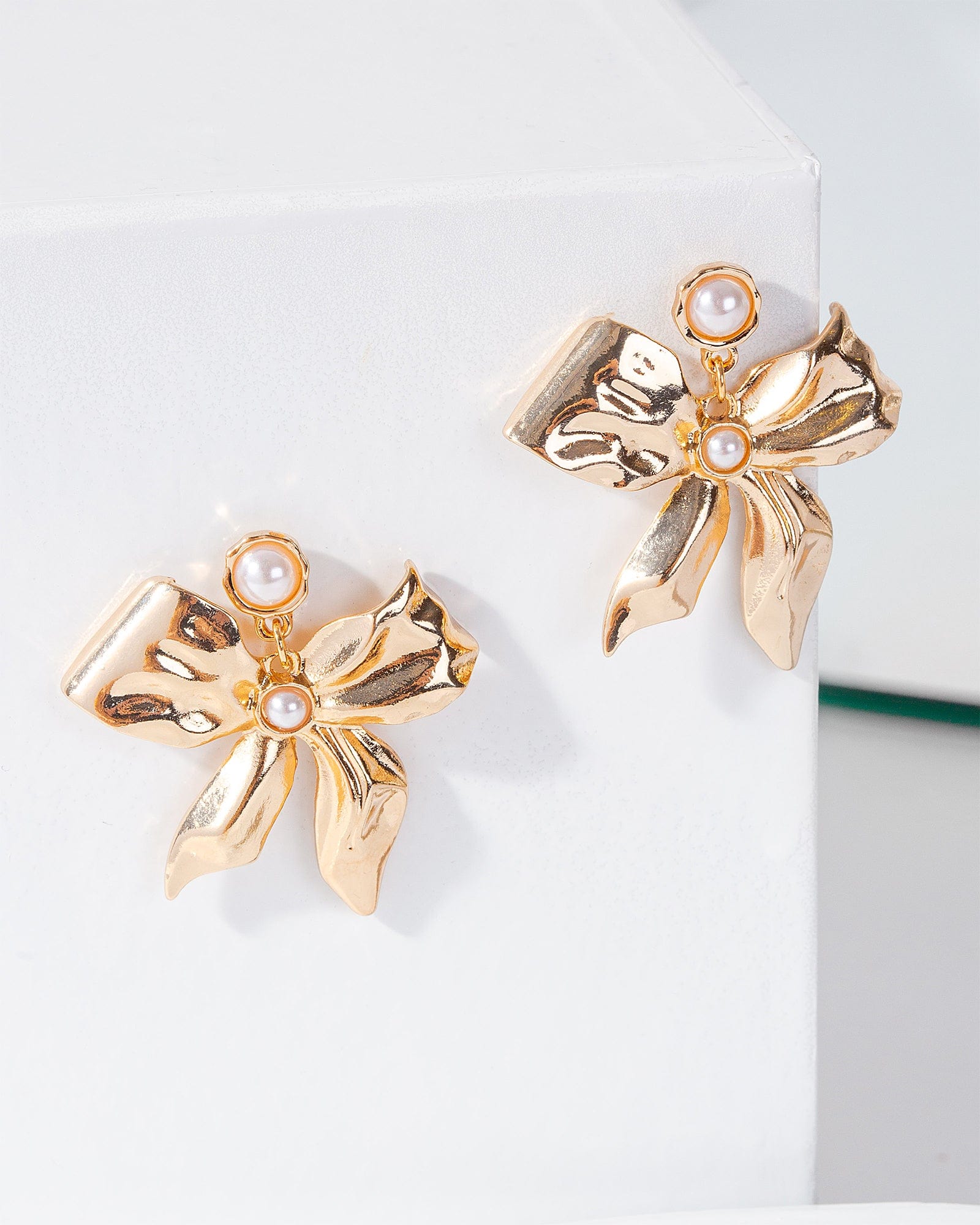 Gold Large Bow Drop Earrings | colette hayman