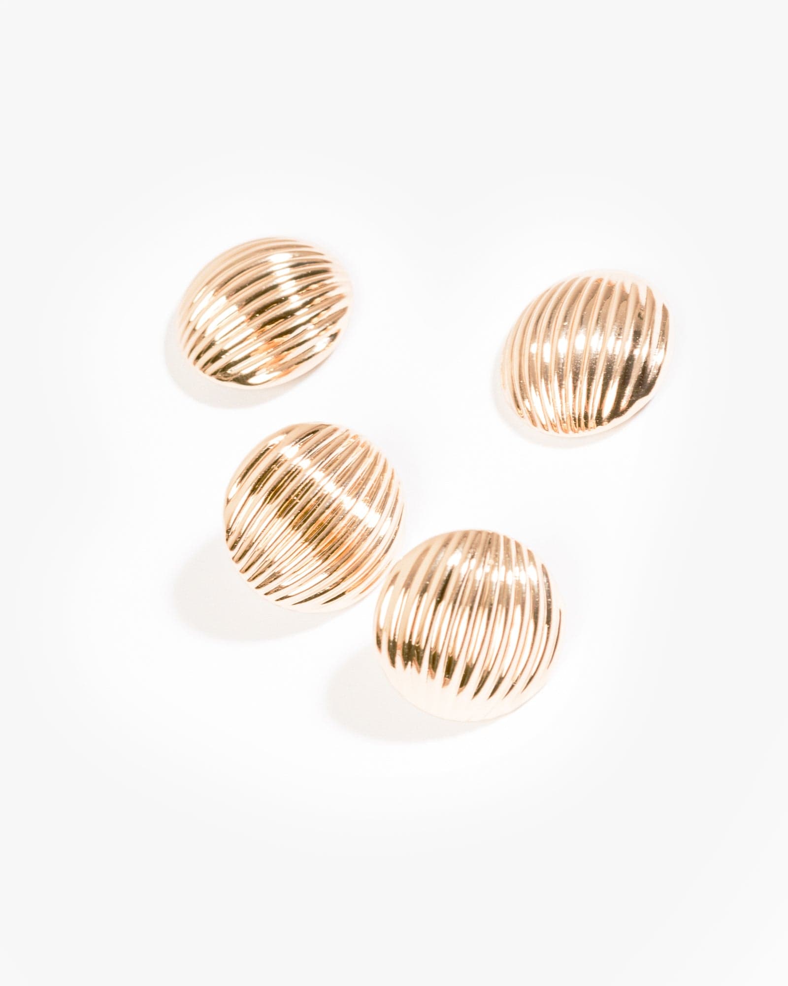 Gold Ribbed Front Back Stud Earrings | colette hayman