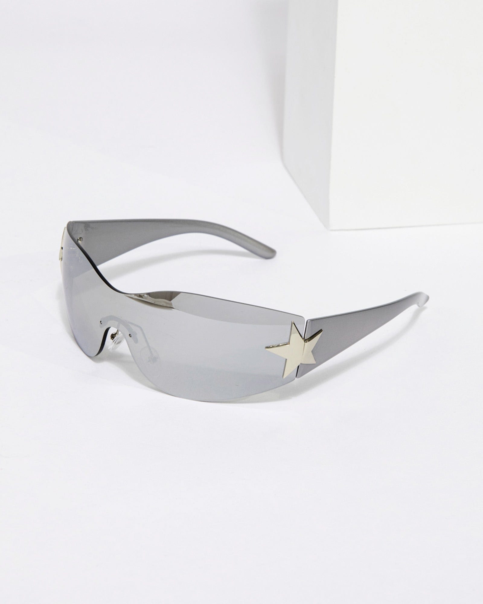 Grey Rimless Wrap Around Star Sunglasses | colette hayman