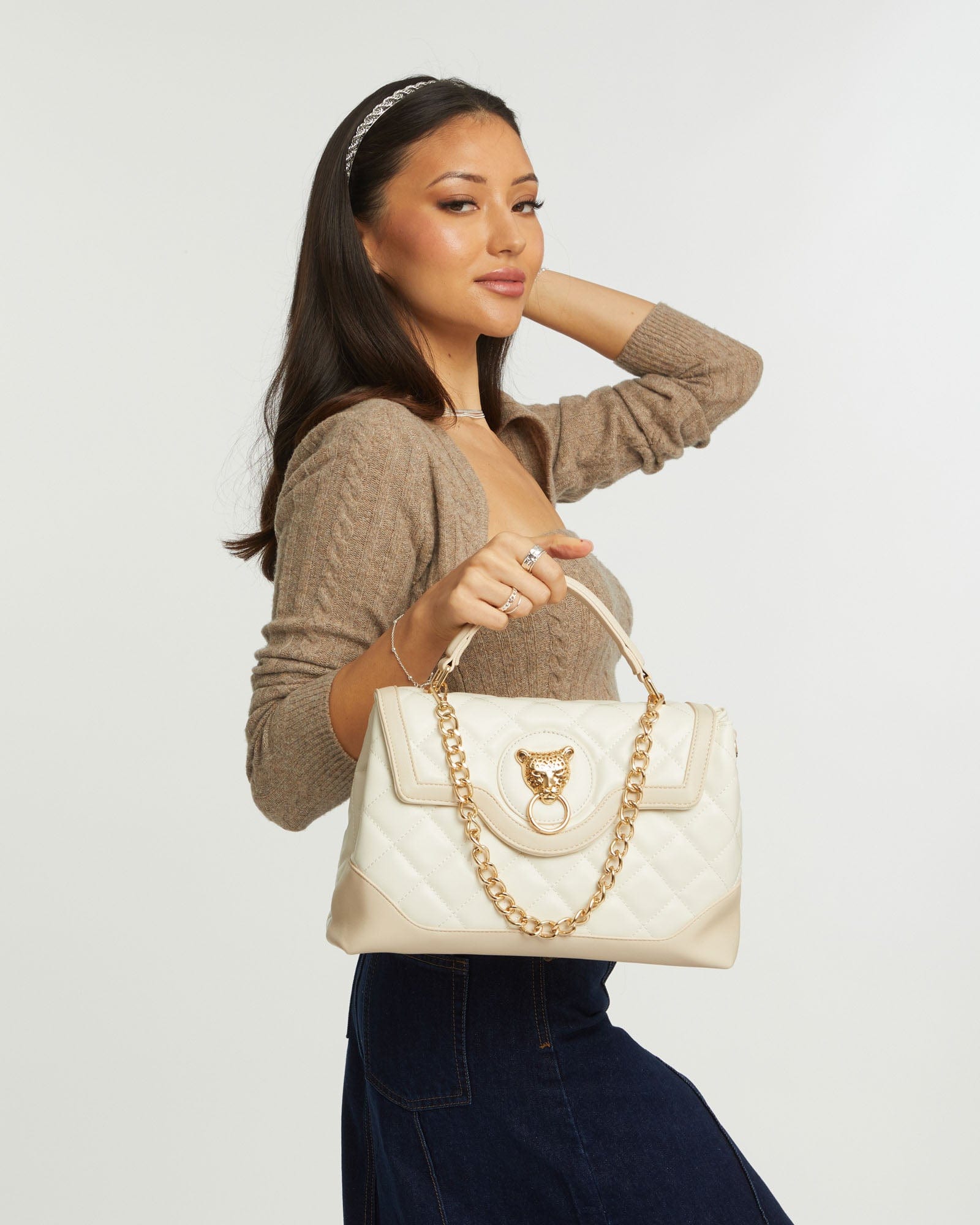 Ivory Asma Panel Quilt Bag Online | Colette Hayman