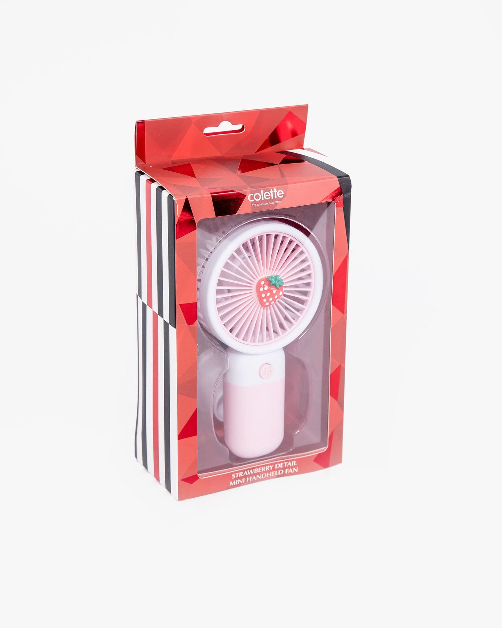 Pink Strawberry Detail Mini Handheld Fan | colette hayman