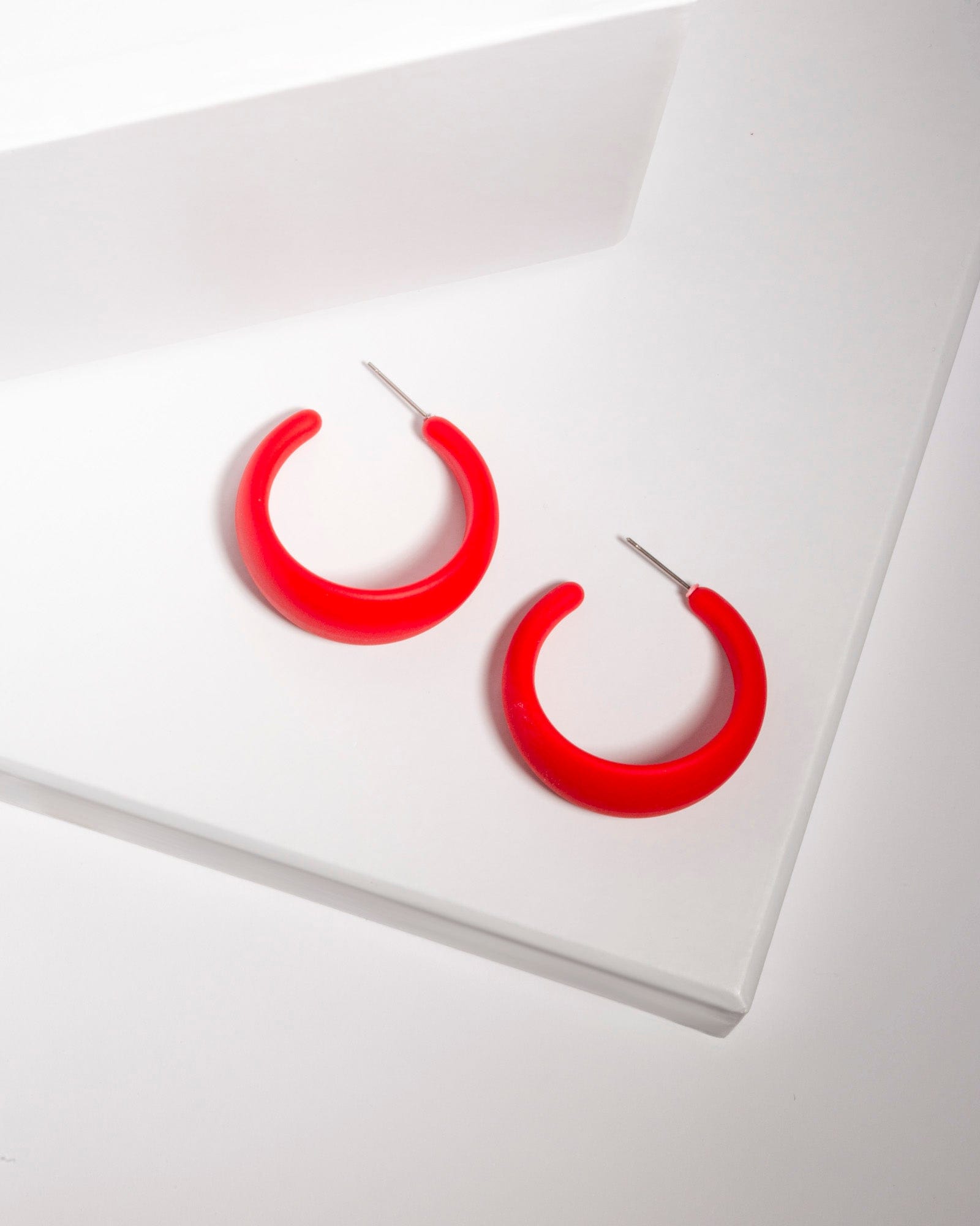 Red Chubby Hoop Earrings