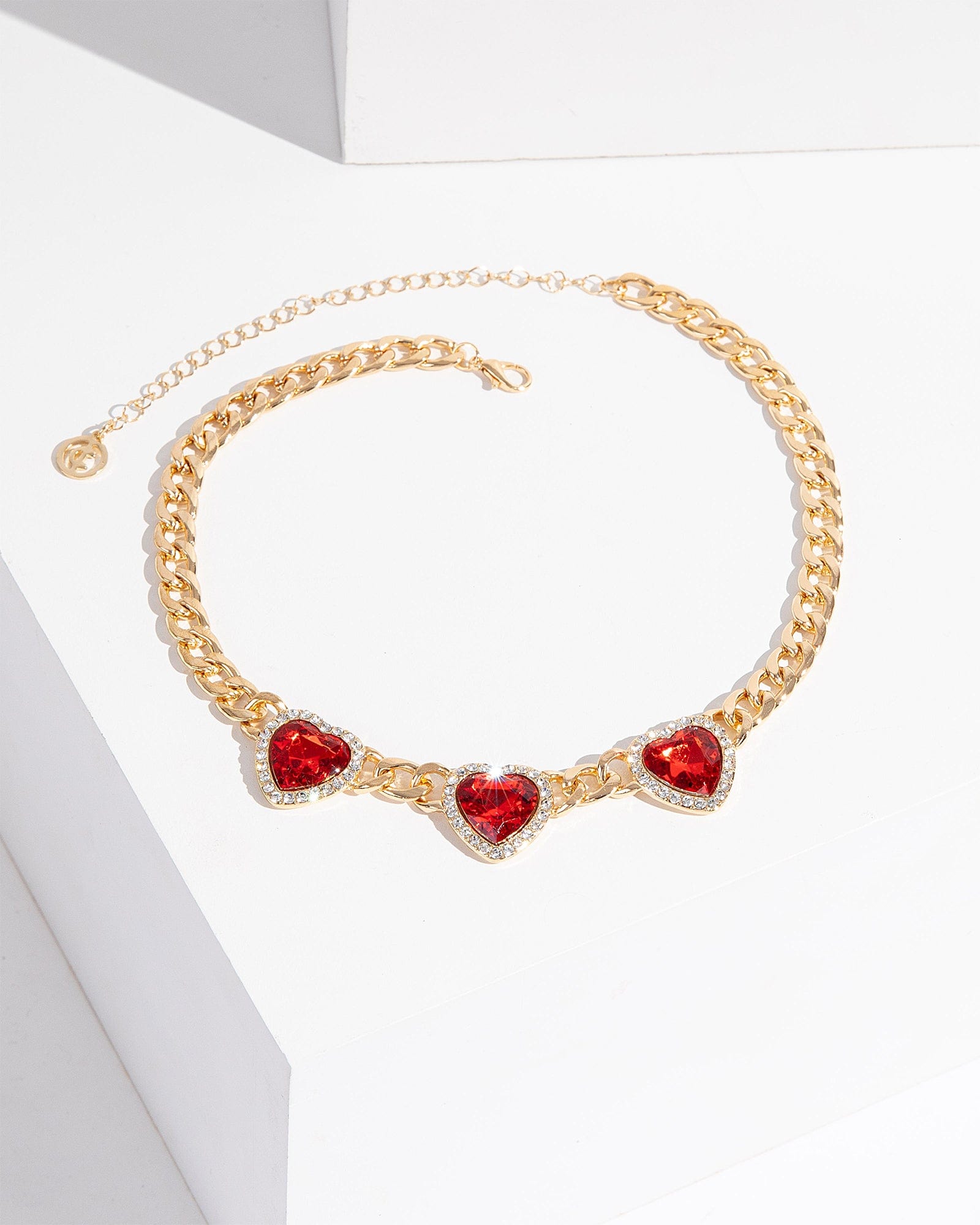 Red Heart Chain Choker Necklace