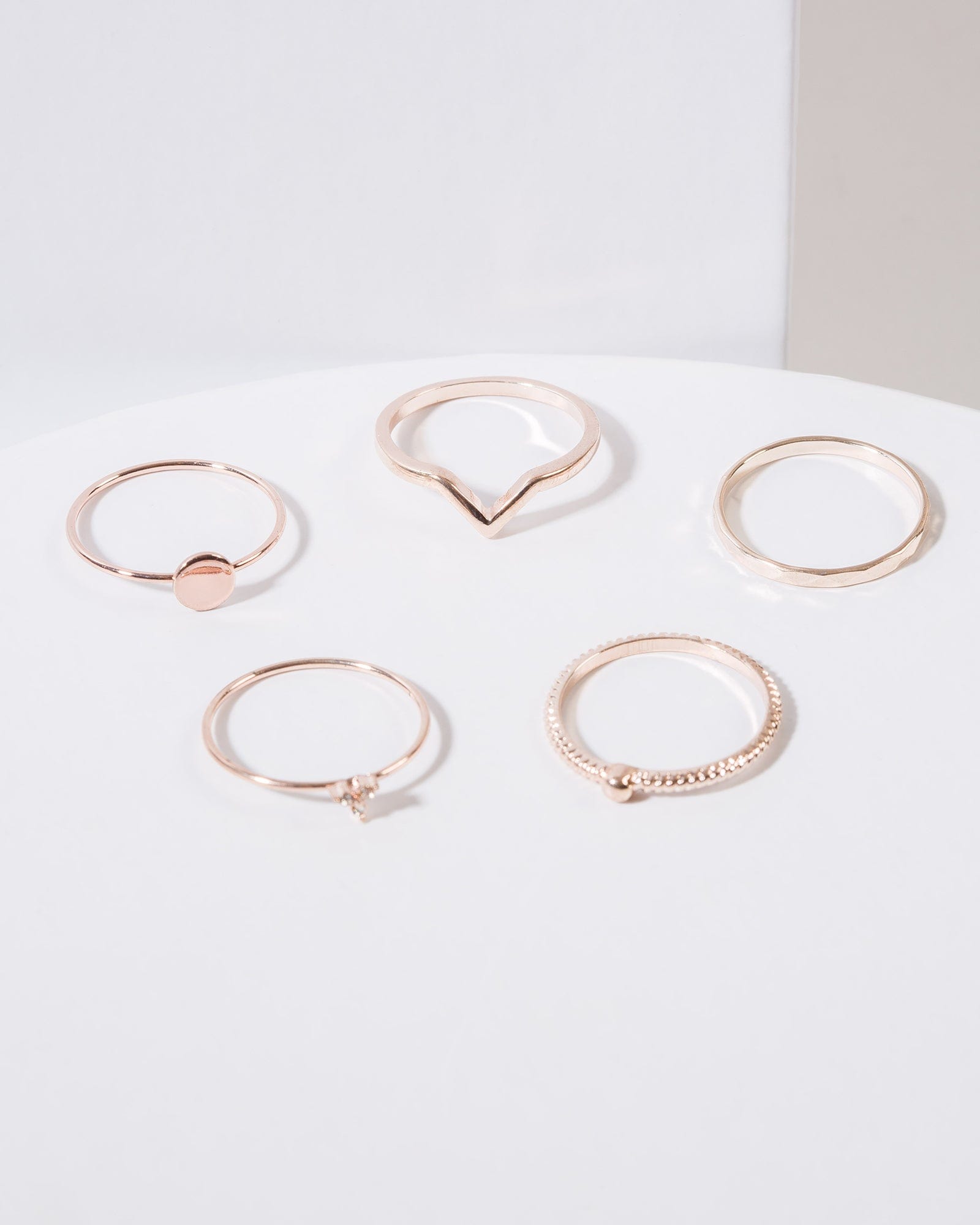 Rose Gold 5 Pack Multi Pendant Rings | colette hayman