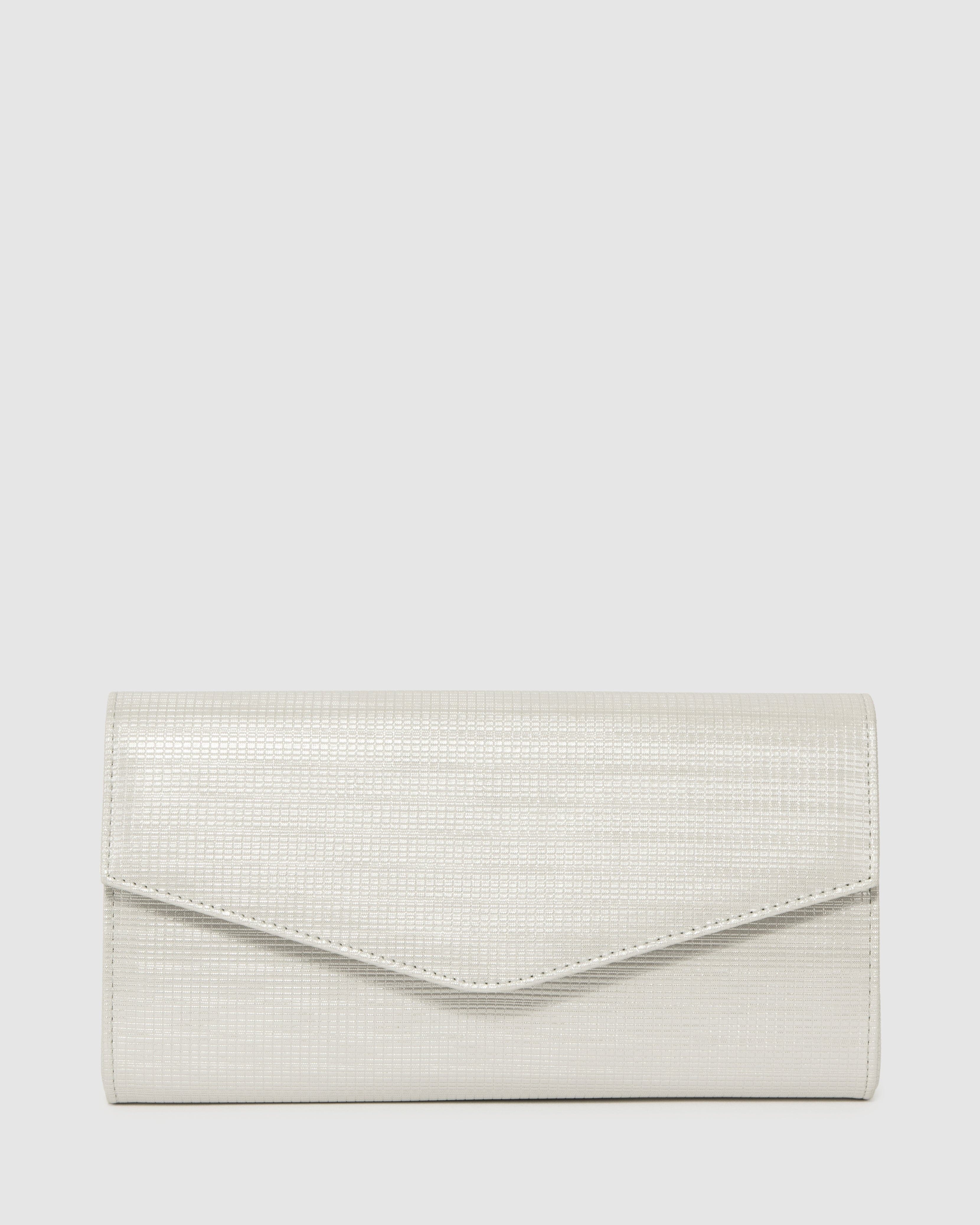 Silver Breena Envelope Clutch Bag | colette hayman