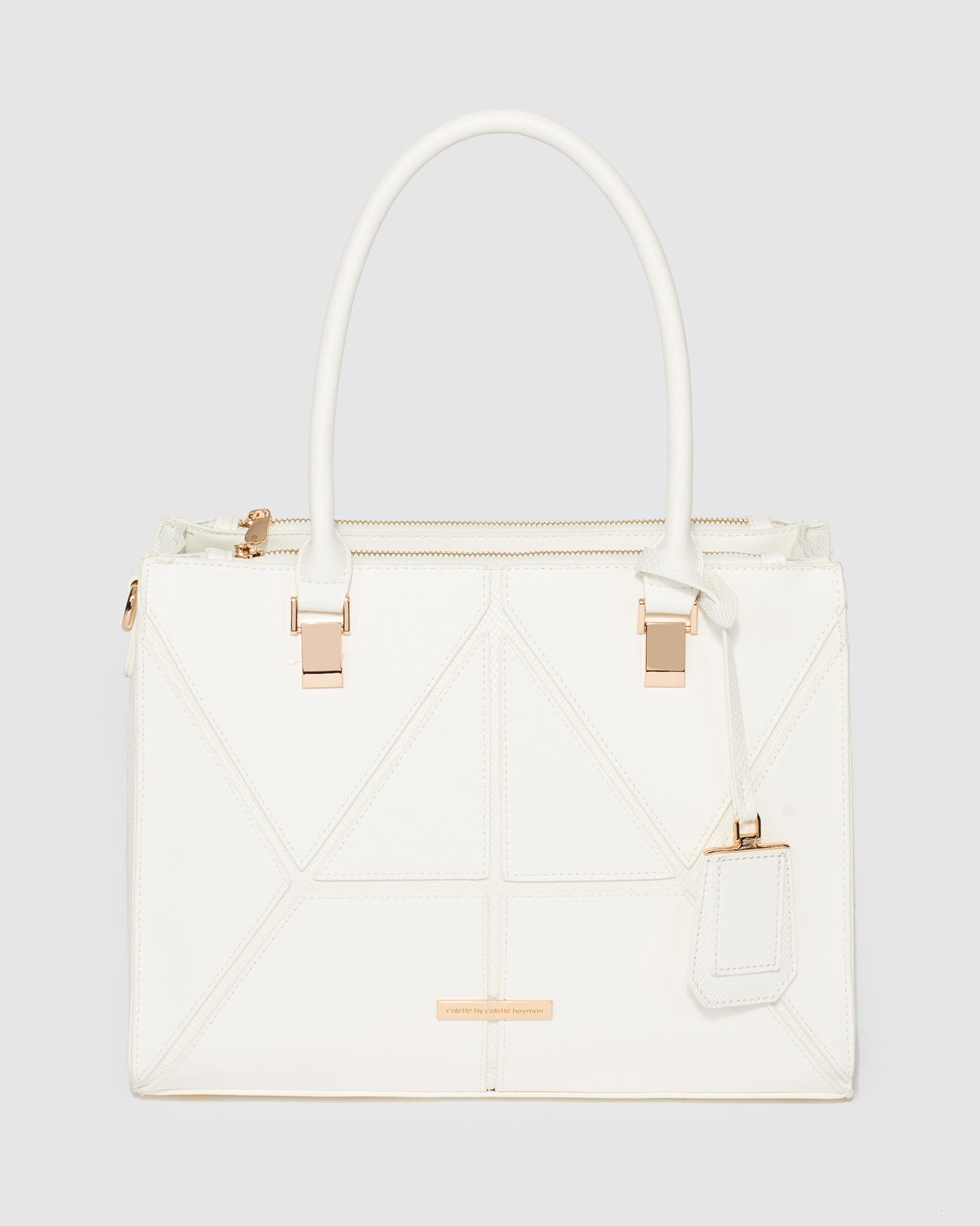 White Lucy Panel Tote Bag