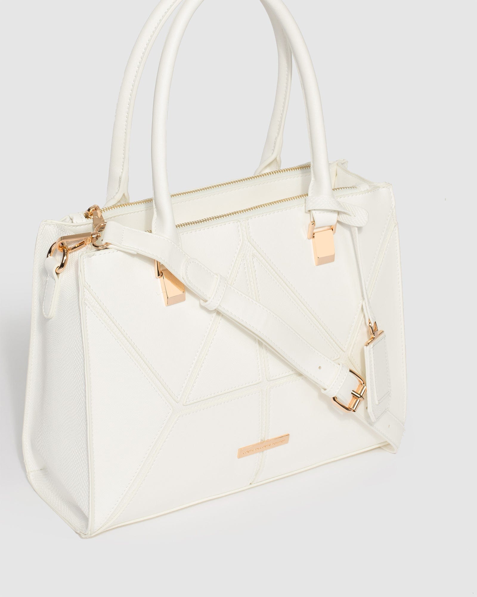 White Lucy Panel Tote Bag