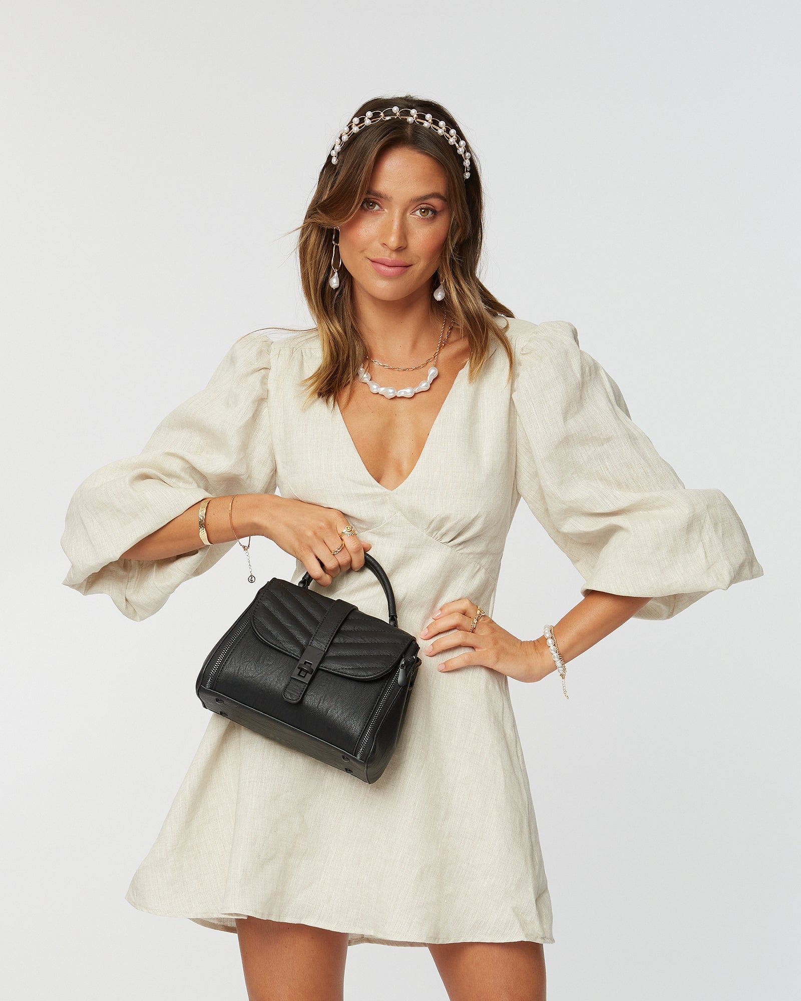 Black Alix Lock Top Handle Bag Online | Colette Hayman