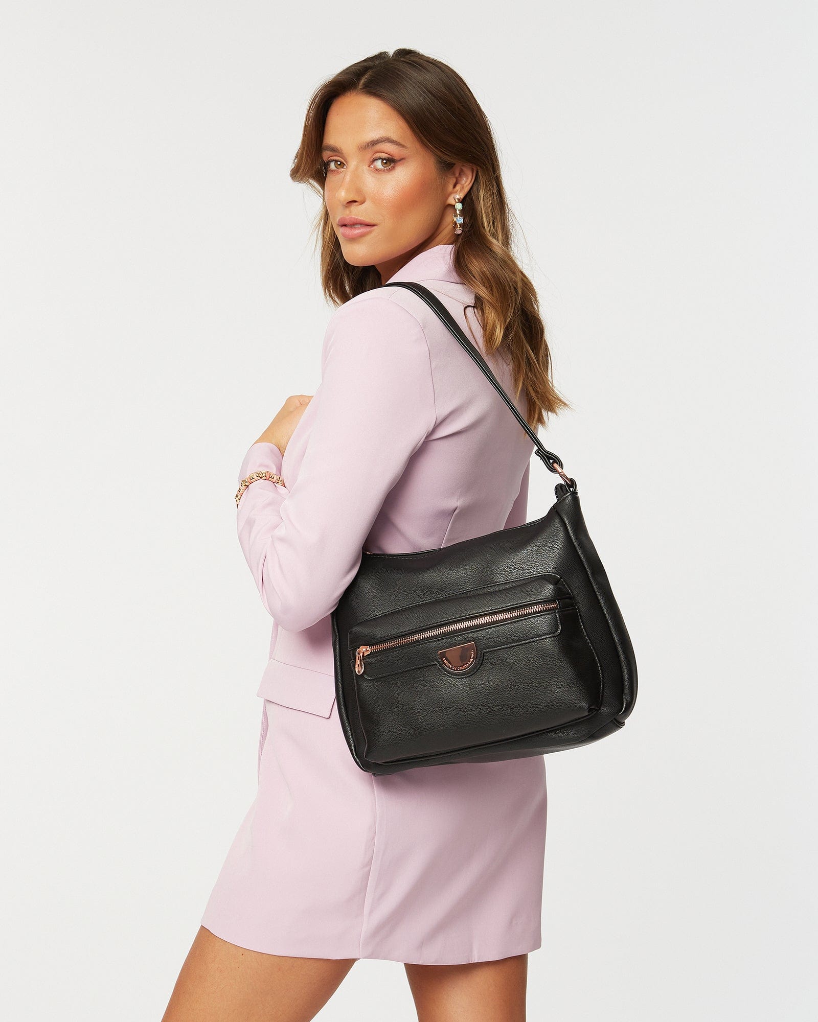 Black Laura Disc Slouch Bag Online | Colette Hayman