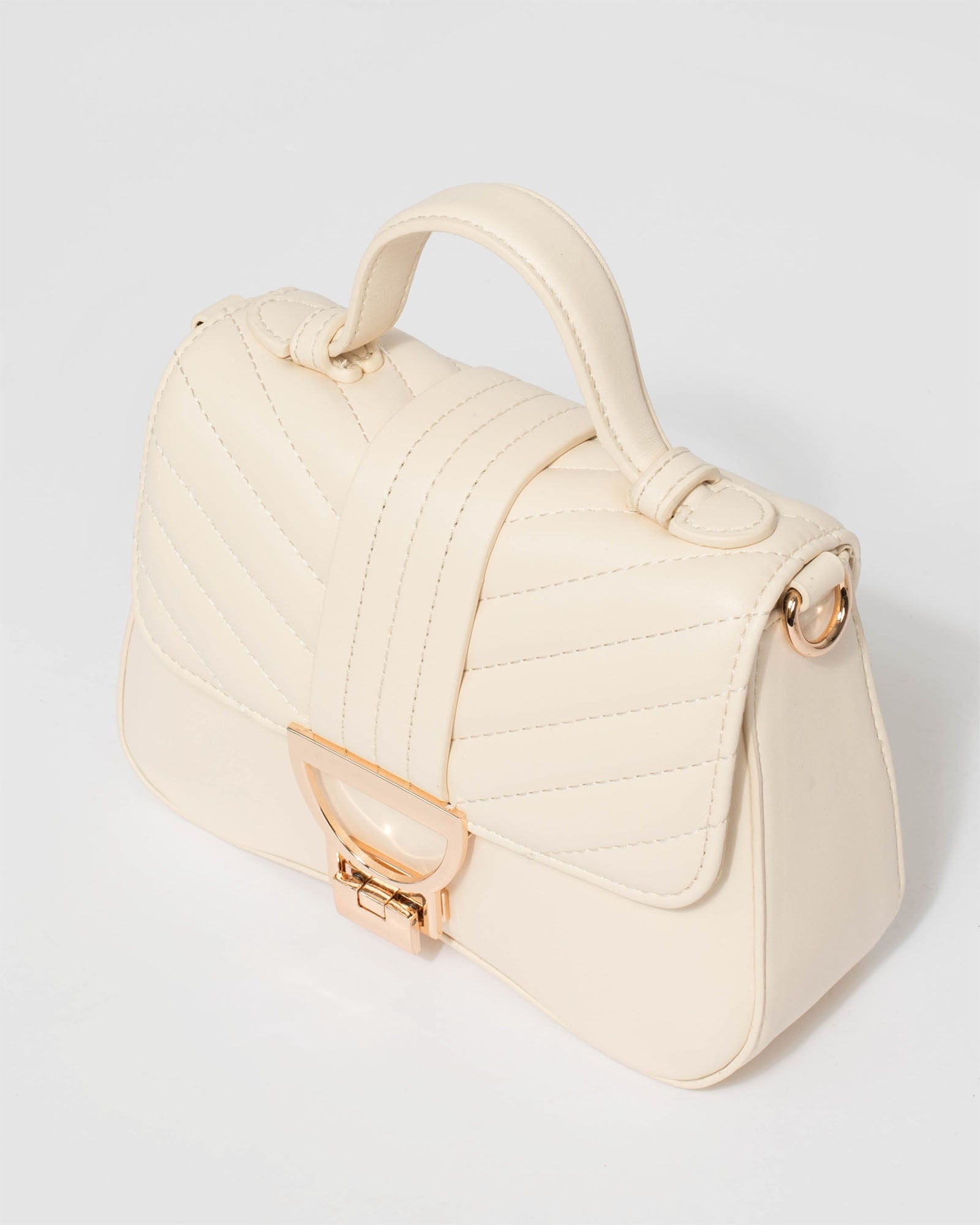 Meredith Top Handle Ivory Mini Tote Bag