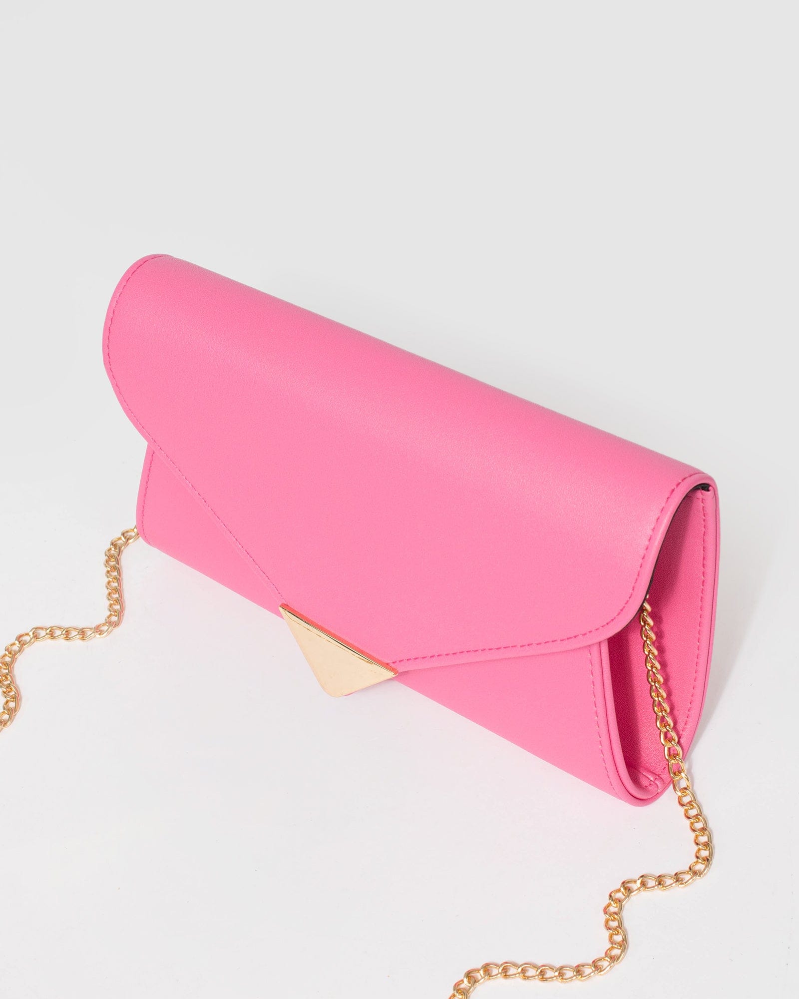 Pink Clare Metal Tip Clutch Bag