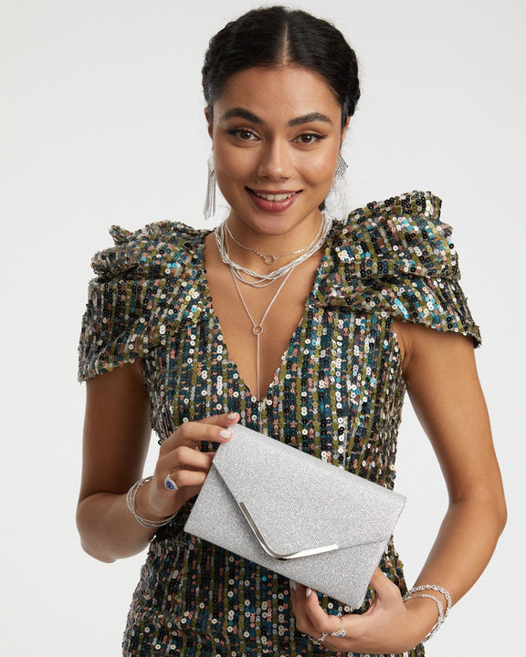 Silver Envelope Clutch Bag Online